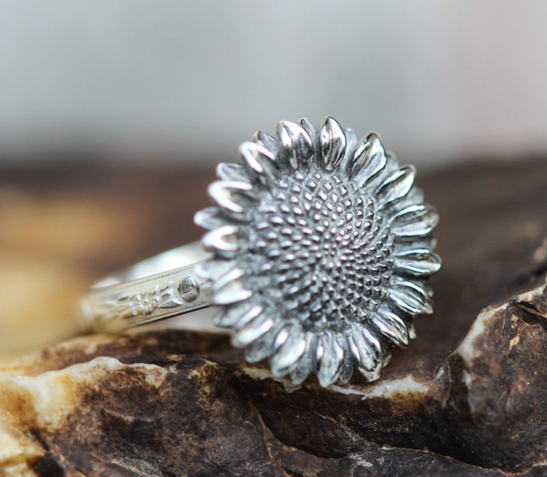 Sunflower Ring * Wildflower Ring * Solid Sterling Silver * Stacking ...