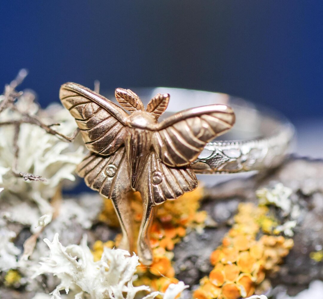 Luna Moth Ring* Solid Sterling Silver and Golden Bronze* Divine ...