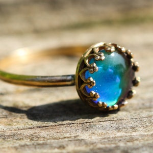 Mood Ring 14kt Solid Yellow Gold 8mm or 10mm Round Color Change Ring ...