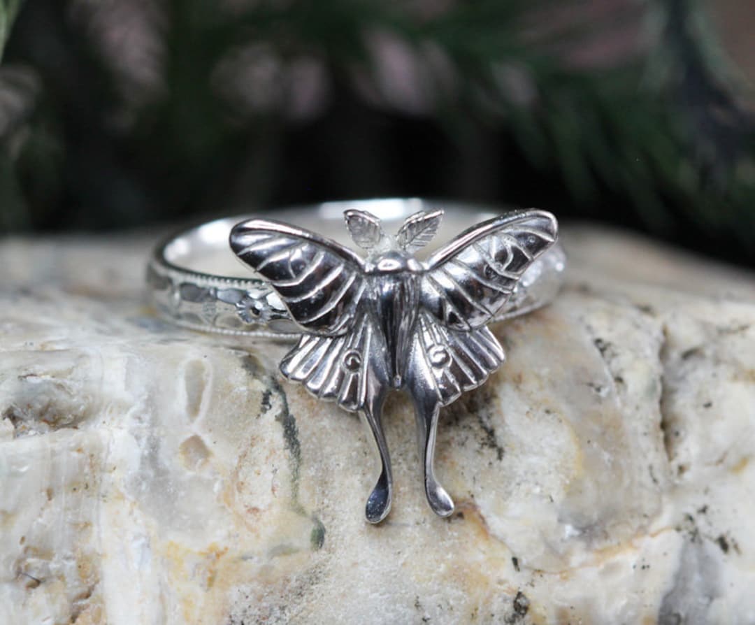 Luna Moth Ring* Solid Sterling Silver * Divine Feminine * Any Size - Etsy
