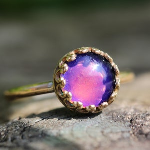 Mood Ring 14kt Solid Yellow Gold 8mm or 10mm Round Color Change Ring ...