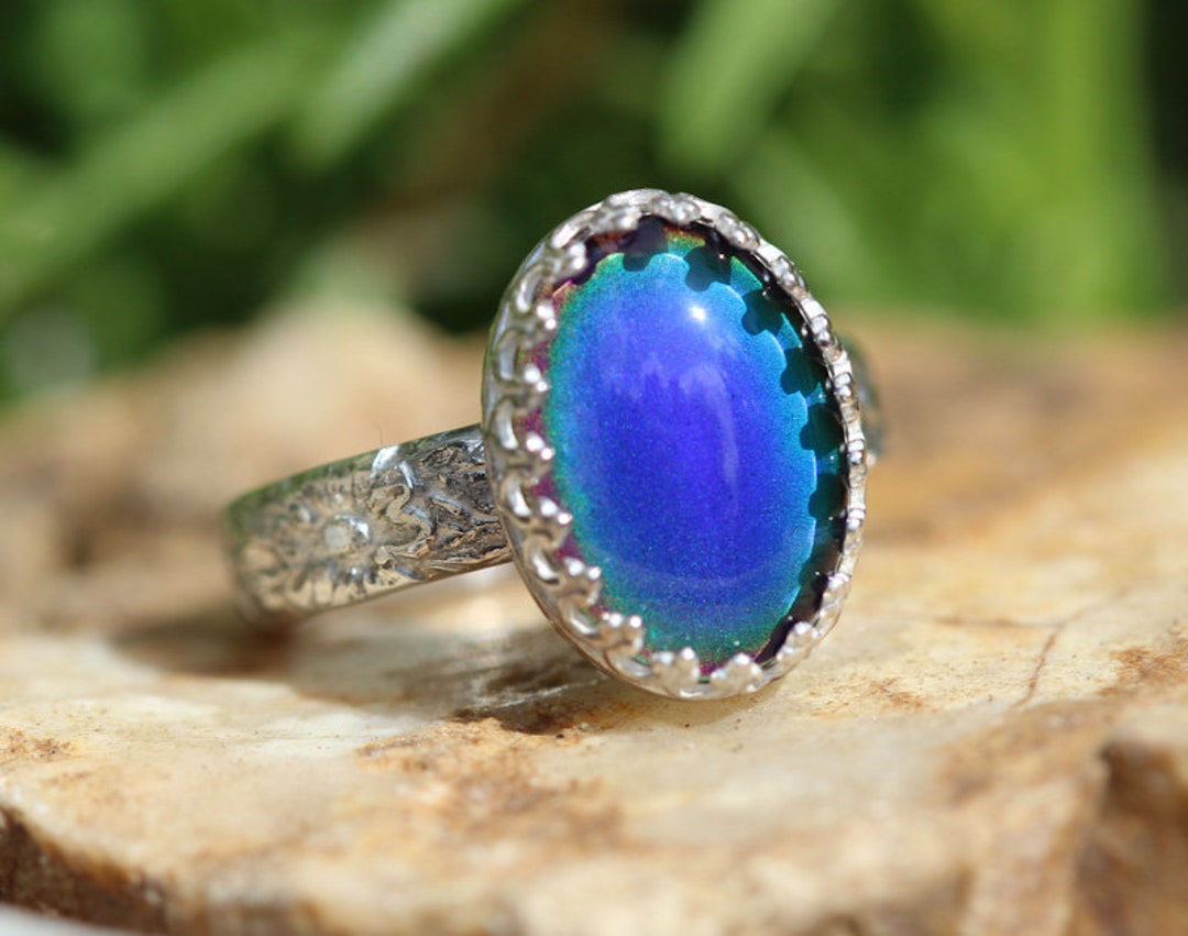 Mood Ring Silver Mood Ring Solid Sterling Silver Mood Ring Daisy Ring ...