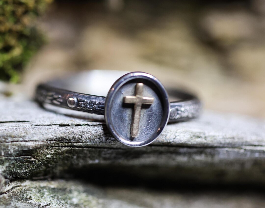 Cross Ring *sterling Silver Shadowbox * Cruz Ring* Stacking Silver Ring ...