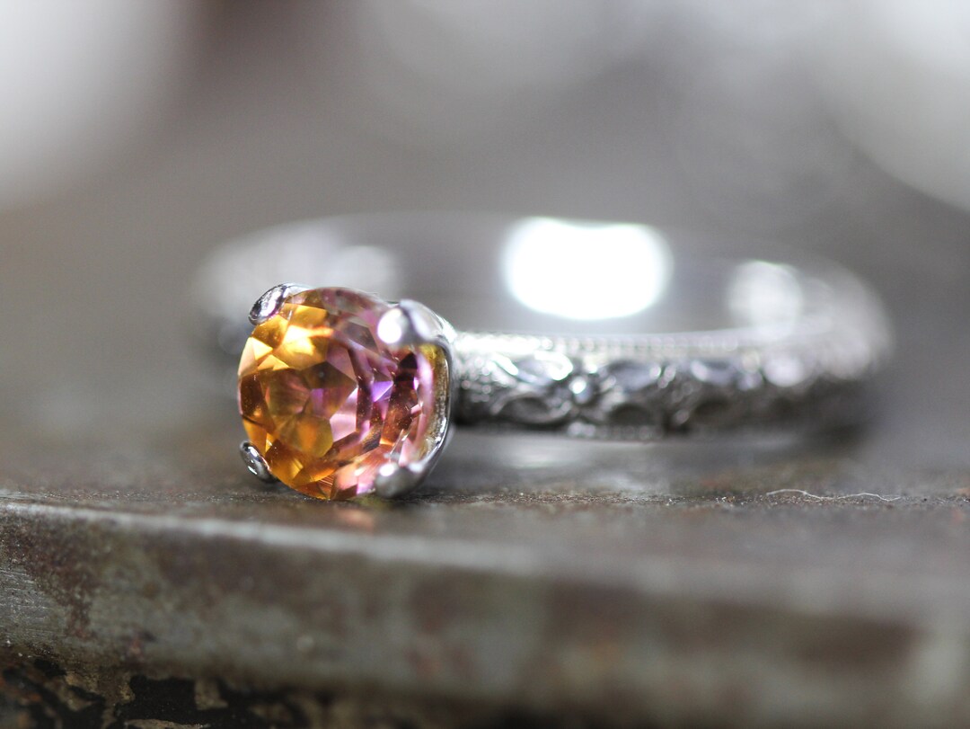 Cotton Candy Sunset November TOPAZ Ring in SOLID Sterling Silver 6mm ...