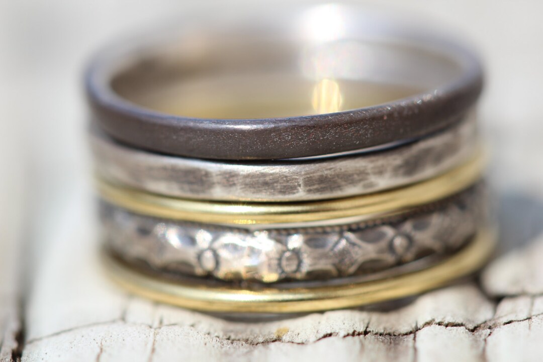 Stacking Ring Mixed Sterling and Gold Filled Minimalist Ring Set Any ...