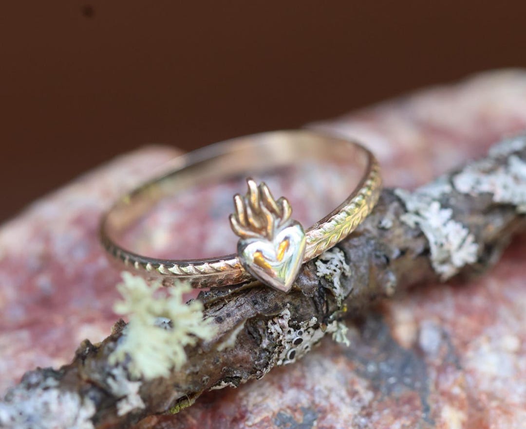 Sacred Heart Ring *sterling Silver and 14kt Gold Filled Milagro *tiny ...