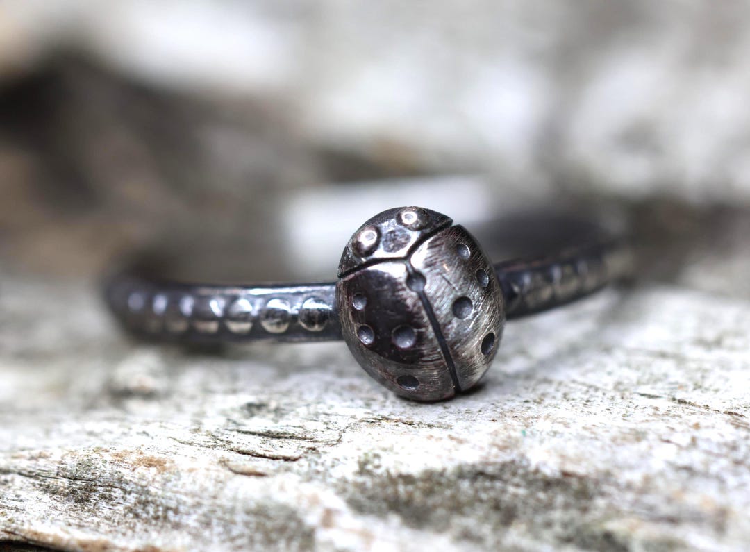 Ladybug Ring * Ladybird Beetle Ring * Solid Sterling Silver * Stacking ...