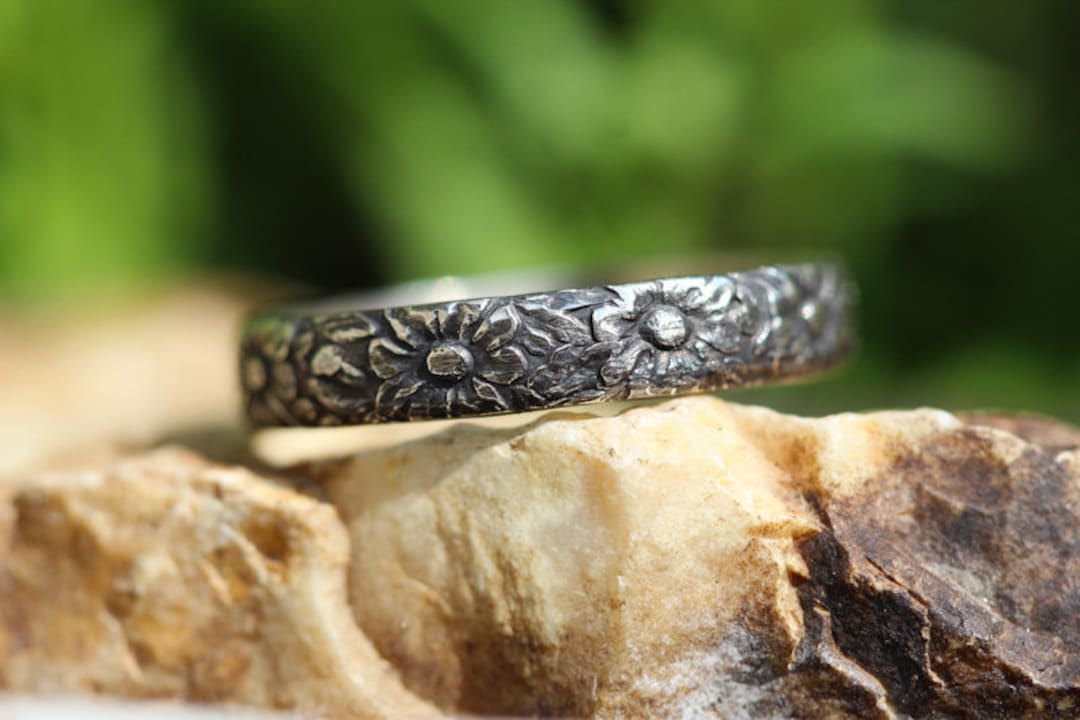 Sunflower Stacking Band * Solid Sterling Silver* Daisy Pattern ...