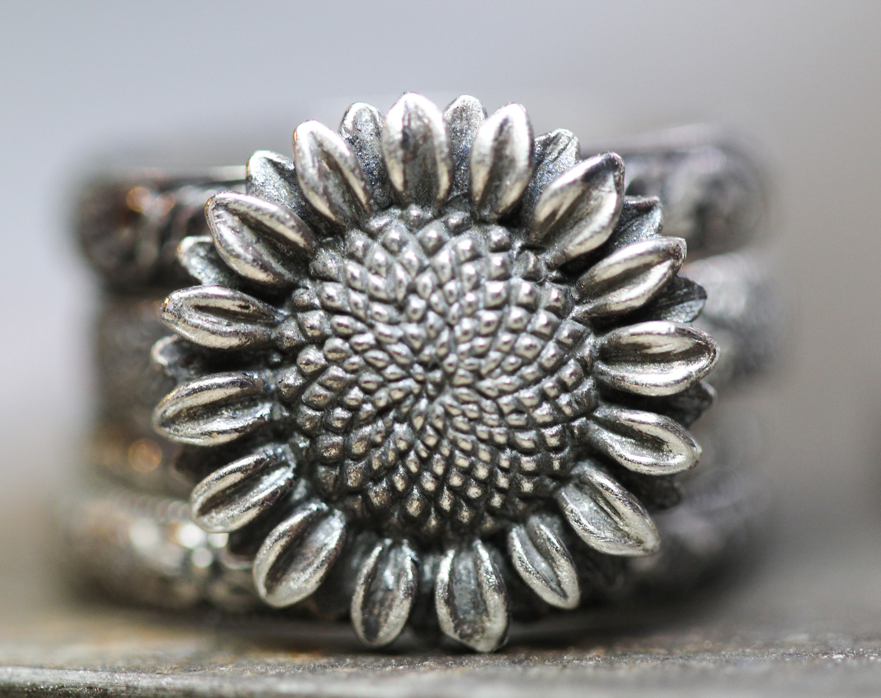 Sunflower Ring * Solid Sterling Silver * Stacking Ring Set of 4 * Any ...