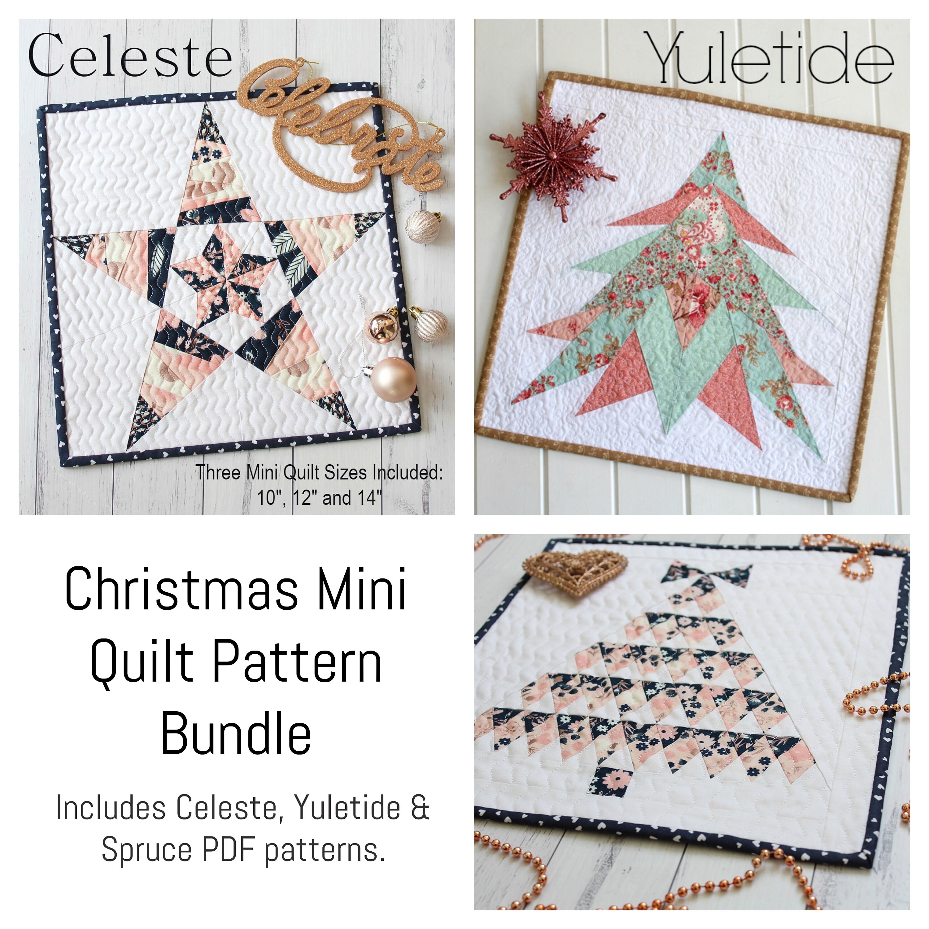 Christmas Mini Quilt Pattern Bundle Three PDF Patterns On | Etsy