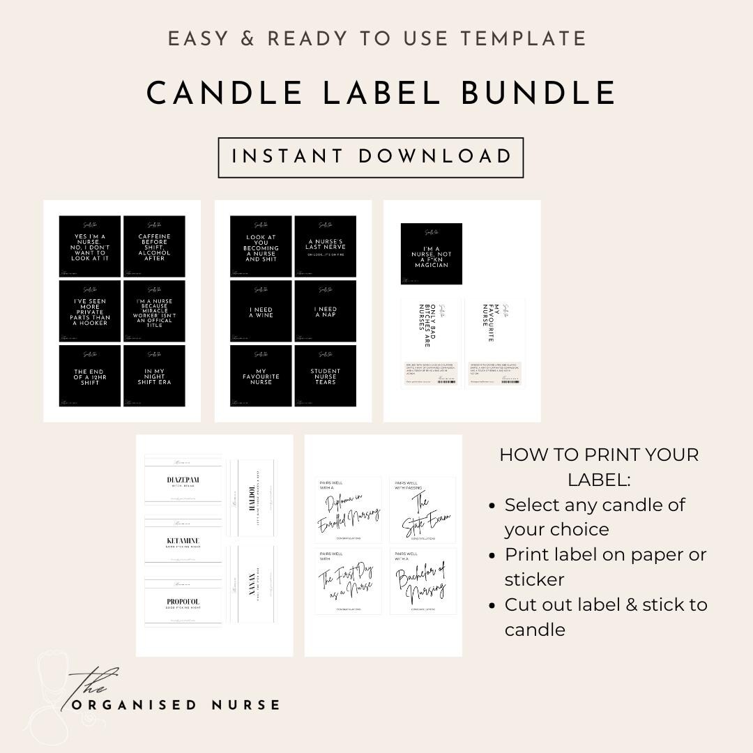 Nurse Candle Label Bundle - Etsy