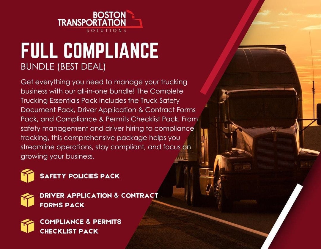 Full Compliance Pack | Safety Policies, Driver Application and Contract ...