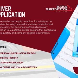 Driver Application Form – Easy-to-use Template for Hiring Truck Drivers ...