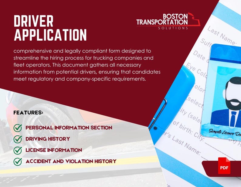 Driver Application Form – Easy-to-use Template for Hiring Truck Drivers ...