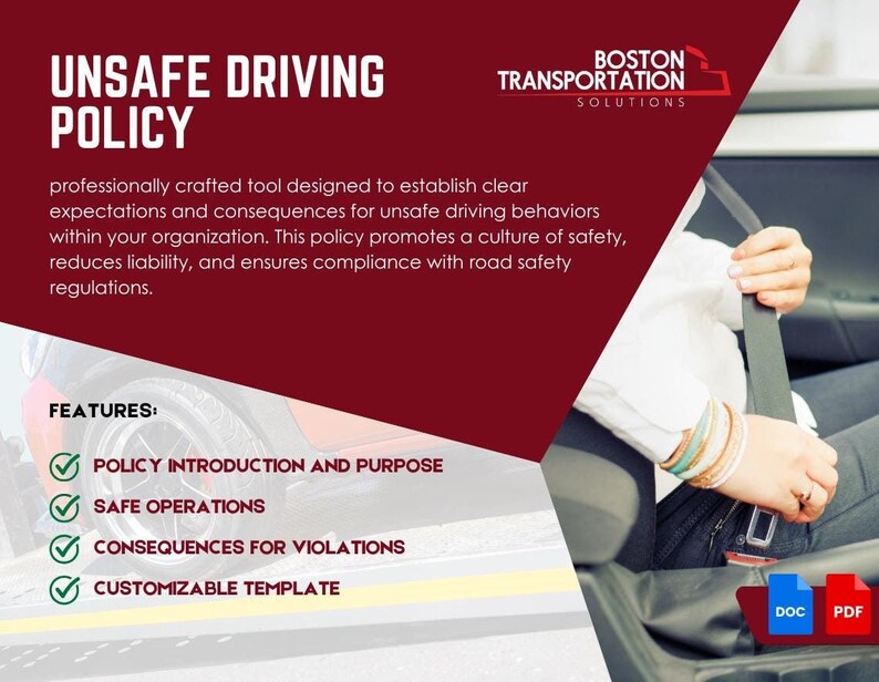 Unsafe Driving Policy Template | Workplace Safety & Driver Behavior ...