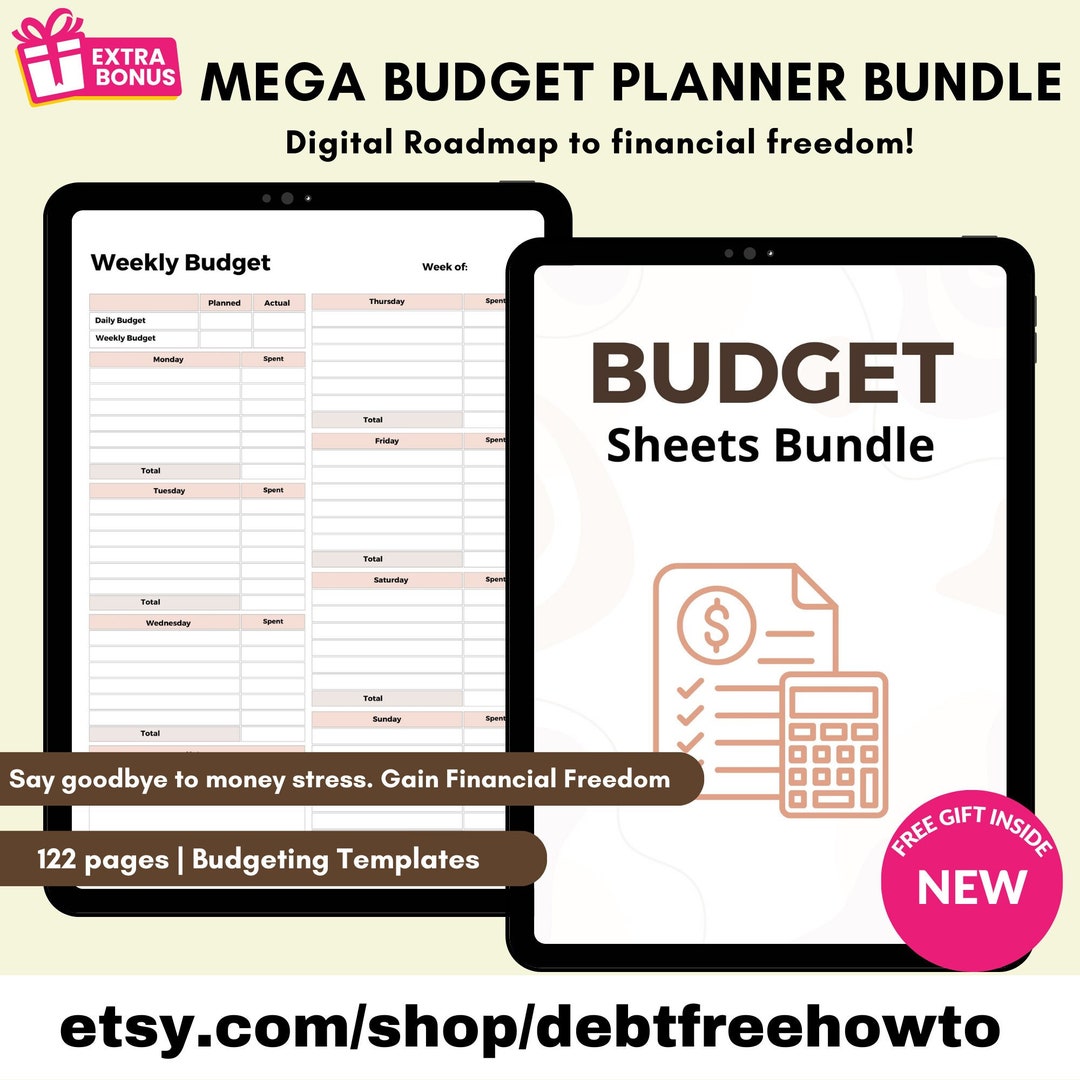 Mega Budget Planner Budget Template Financial Tracker Checklist Digital ...