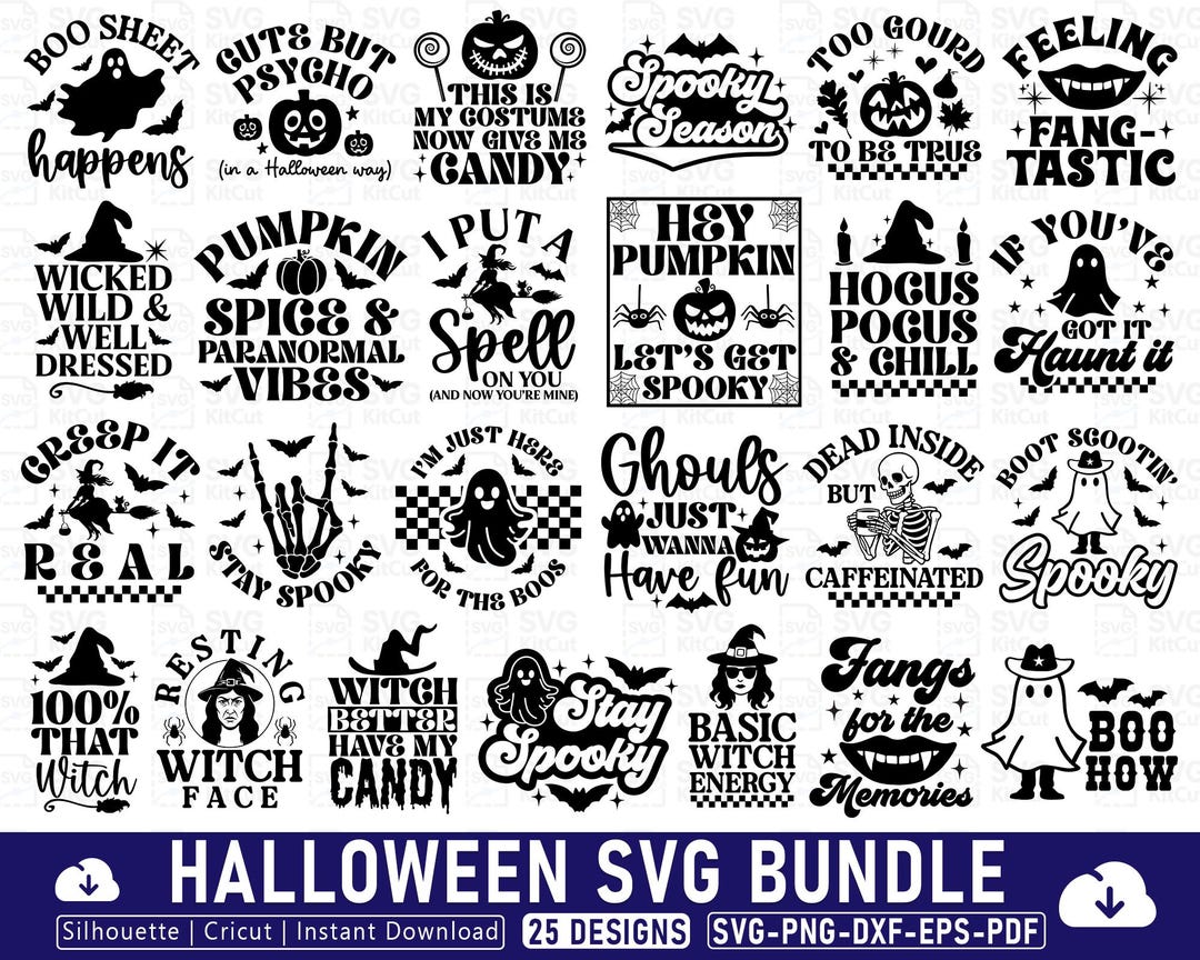 Halloween SVG Clipart Bundle: Witch, Ghost, Pumpkin (digital File) - Etsy
