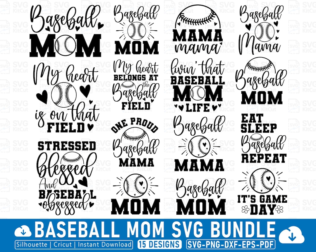 Baseball Mom SVG Bundle: Cricut & Silhouette Designs (digital Download ...