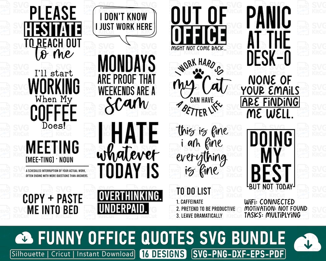 Funny Office Quotes SVG Bundle: Sarcastic T-shirt Designs, Cricut ...
