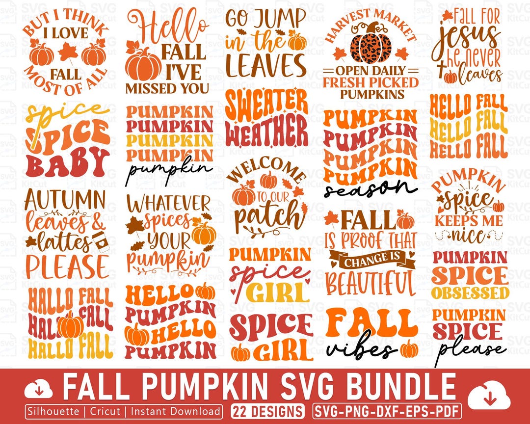 Fall Pumpkin SVG Bundle: Retro Autumn Designs (digital File) - Etsy