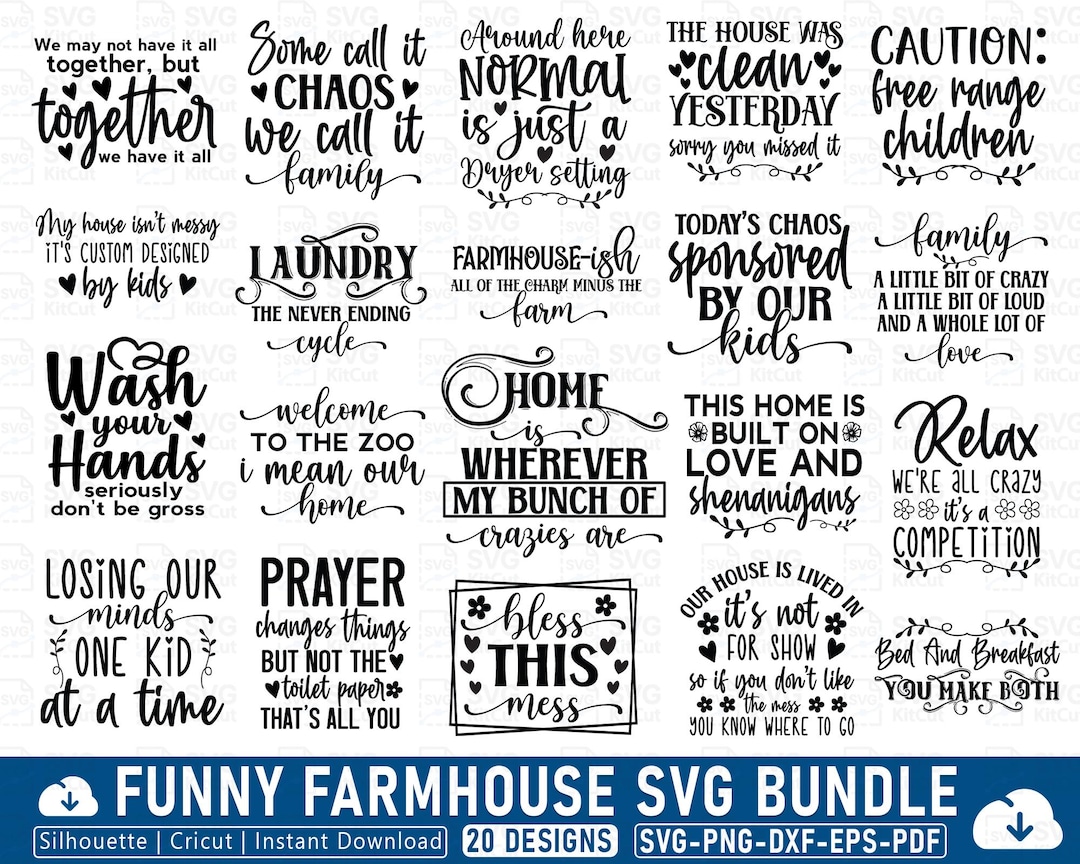 Funny Farmhouse Sign SVG Bundle: Family Quotes (digital Download) - Etsy