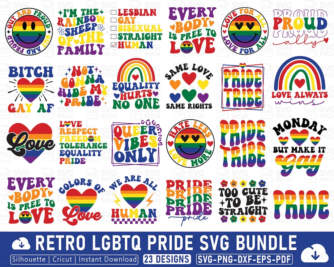 Retro Pride Month SVG Bundle: LGBTQ Designs (digital Download) - Etsy
