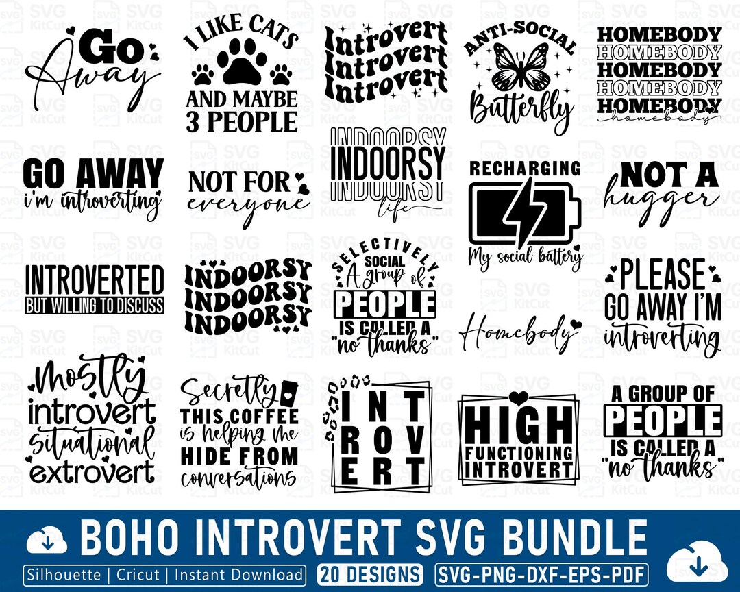 Boho Introvert SVG Bundle: Mental Health Designs (digital Download) - Etsy
