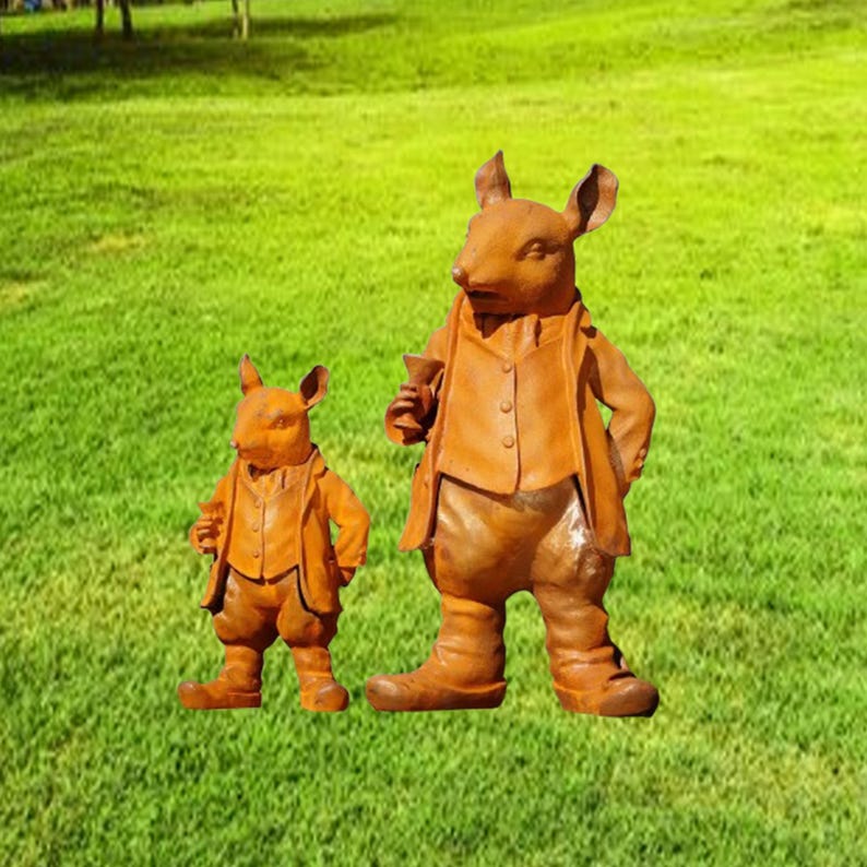 Vintage Cast Iron Gentleman Mouse Garden Statue - Etsy