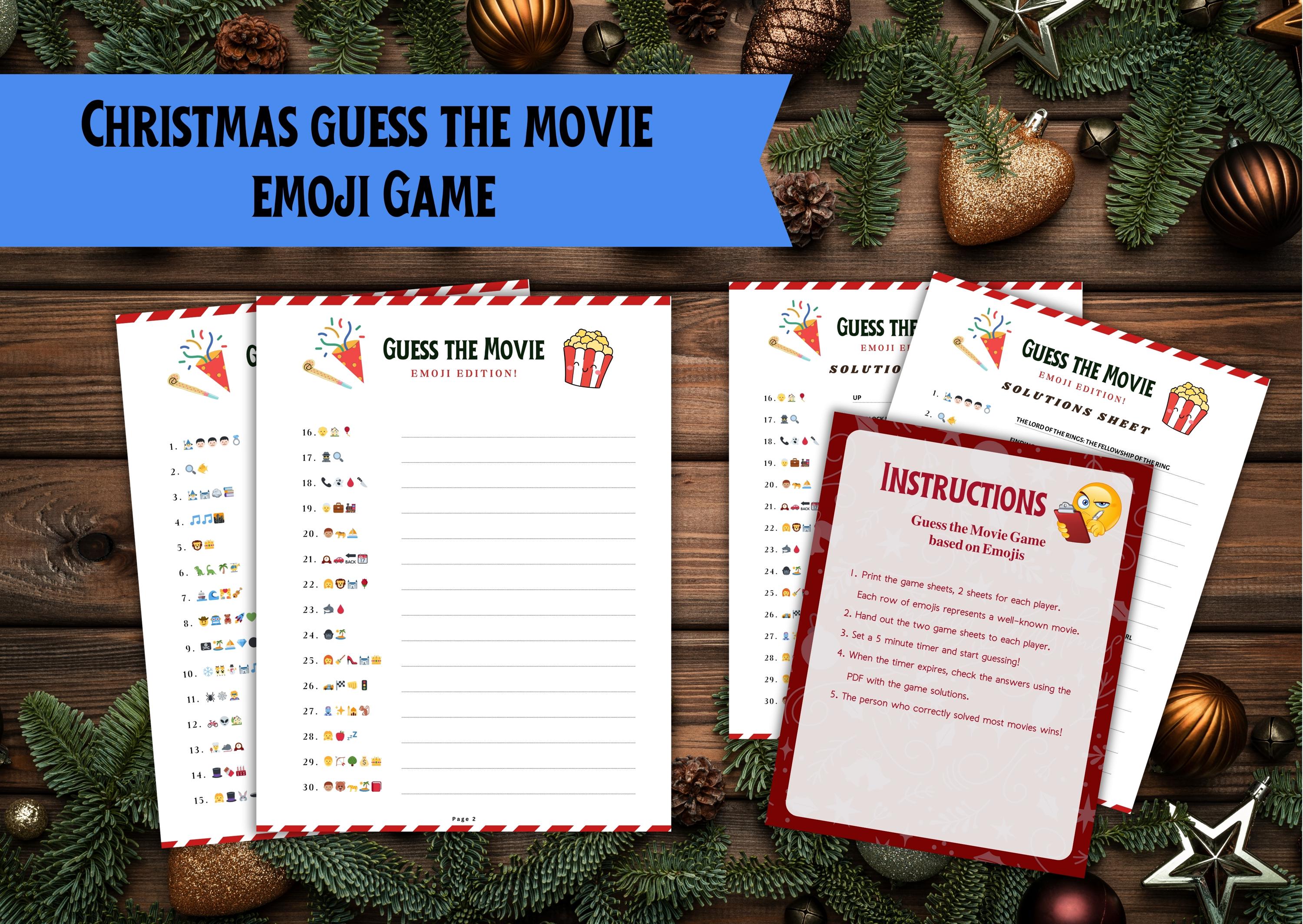 Guess the Movie Emoji Game, Printable Christmas Game, Fun Game for ...