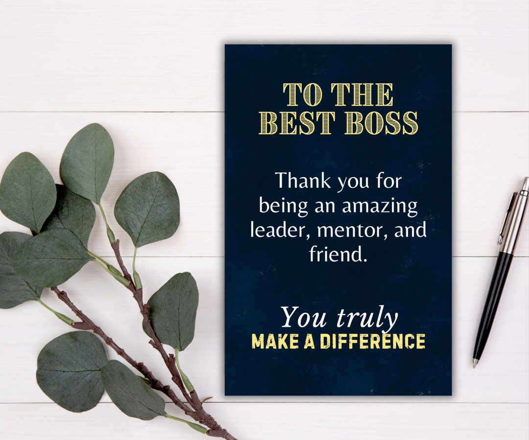 Best Boss Card, Thank You Mentor Card, Leadership Greeting, Office ...