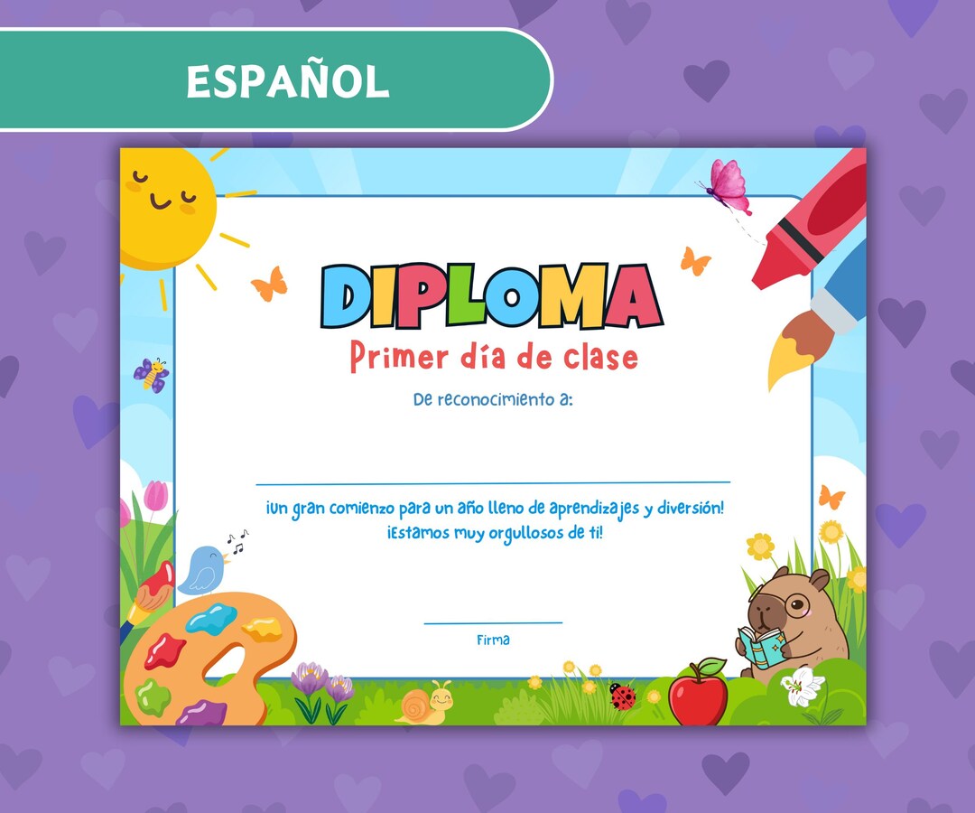 Spanish First Day of School Certificate, Printable Back to School ...