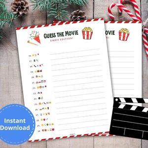 Guess the Movie Emoji Game, Printable Christmas Game, Fun Game for ...