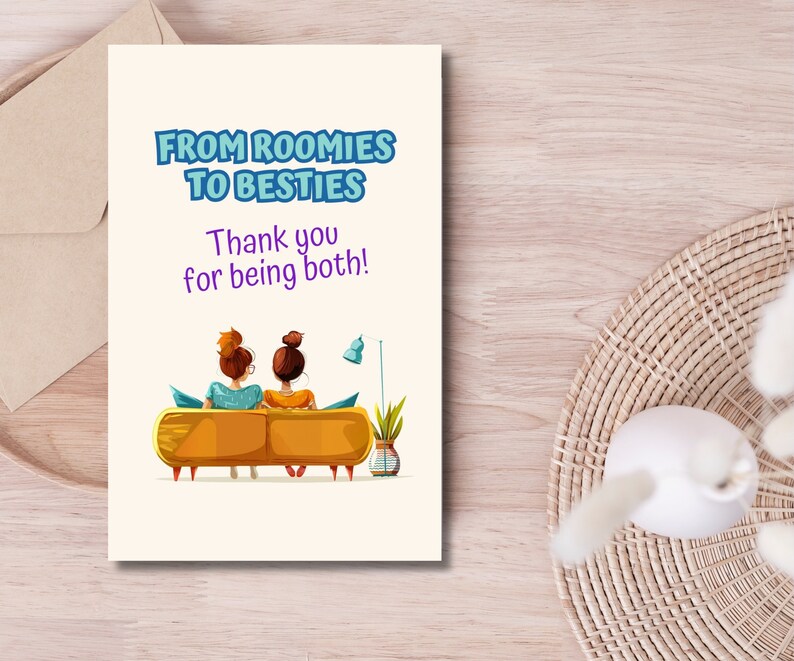 Roommate Card, Printable Roommate Birthday Gift, Roomies and Besties ...
