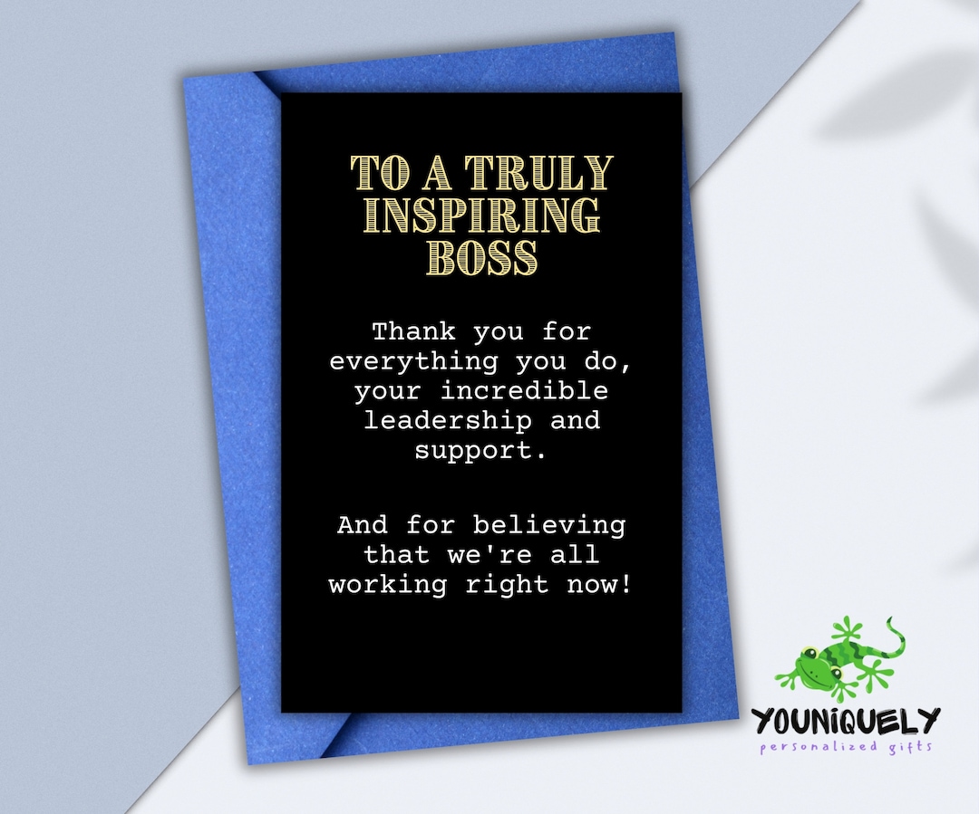 Boss Card, Funny Thank You Mentor Card, Inspiring Best Boss Card ...