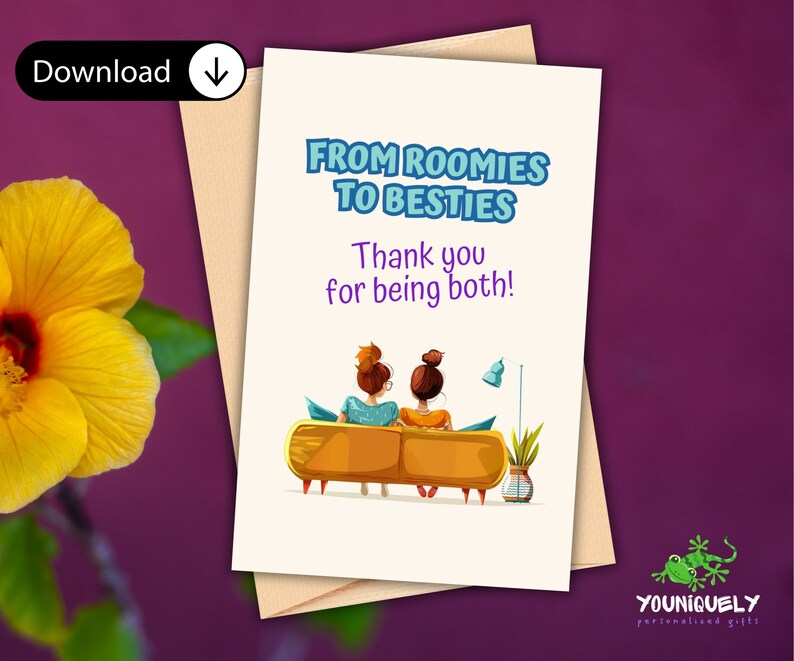 Roommate Card, Printable Roommate Birthday Gift, Roomies and Besties ...