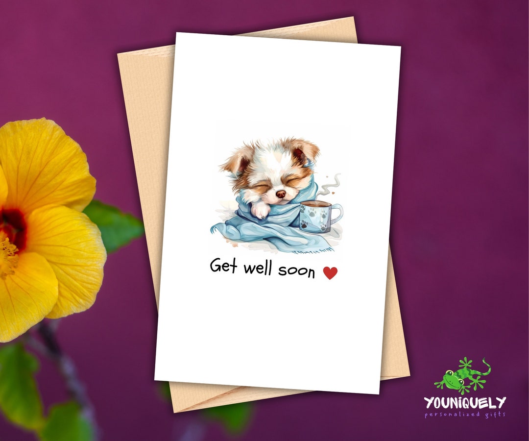 Get Well Soon Card, Funny Get Well Card, Sick Dog Card, Printable Cute ...