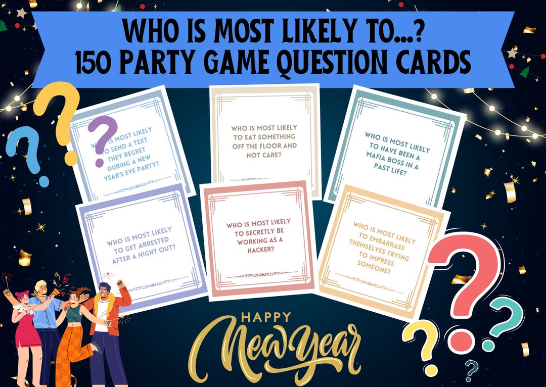 Party Questions Game, Who is Most Likely to Game Cards, Printable Fun ...