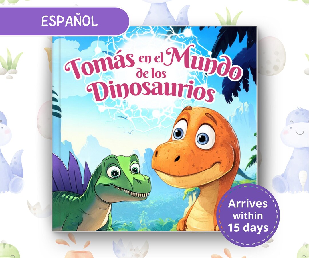 Personalized Spanish Dino Book, Dinosaur Adventure, Animal Story for ...