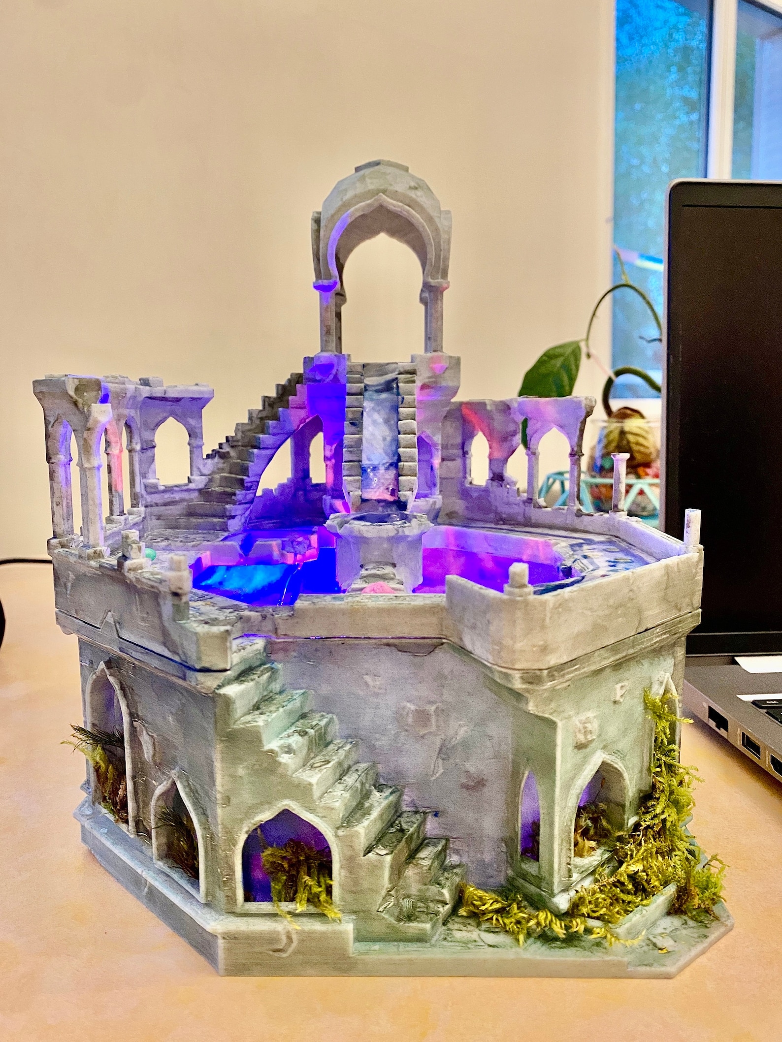 Table Lamp With Water Feature Meditation Fountain Waterfall Relaxing ...