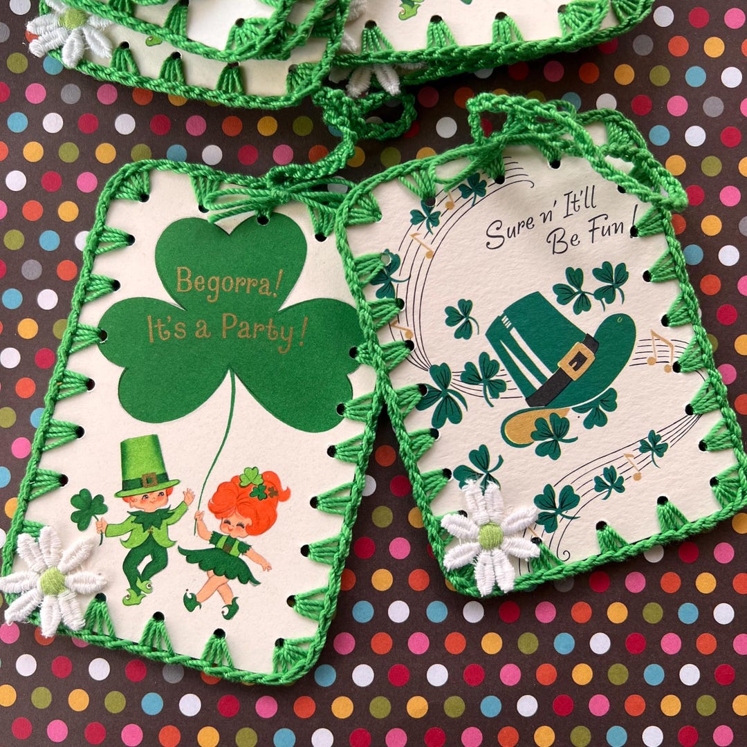 Set of 2 - Vintage St. Patrick's Day Cards - Shamrock and Leprechauns ...