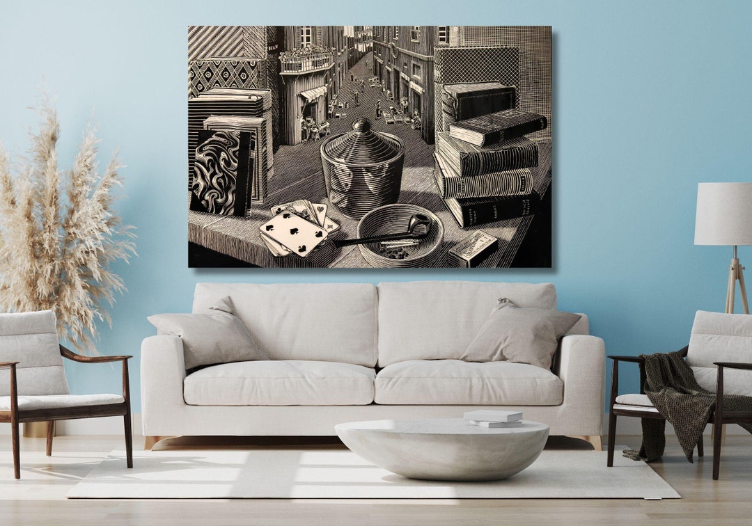 M.C. Escher Still Life and Street Ready to Hang Canvas Wall Art,maurits ...