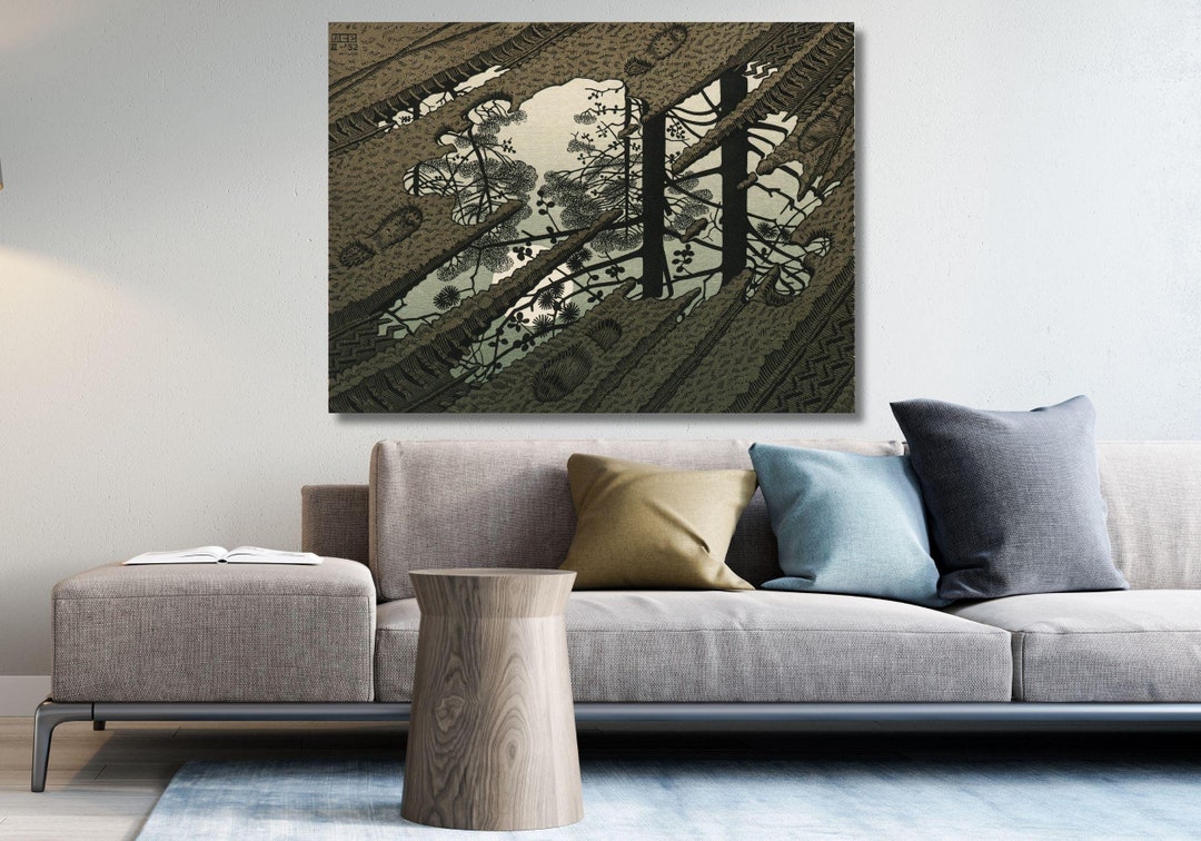 M.C. Escher "hand With Puddle" Canvas Wall Art Print - Etsy