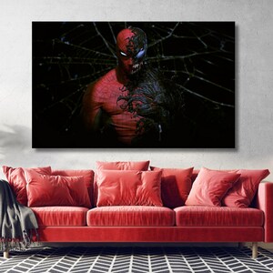 Spiderman & Venom Canvas Art: Graffiti Print, Man Cave Decor - Etsy