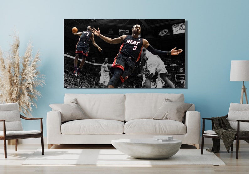 Lebron James & Dwayne Wade Iconic Dunk: Ready to Hang Canvas Wall Art ...