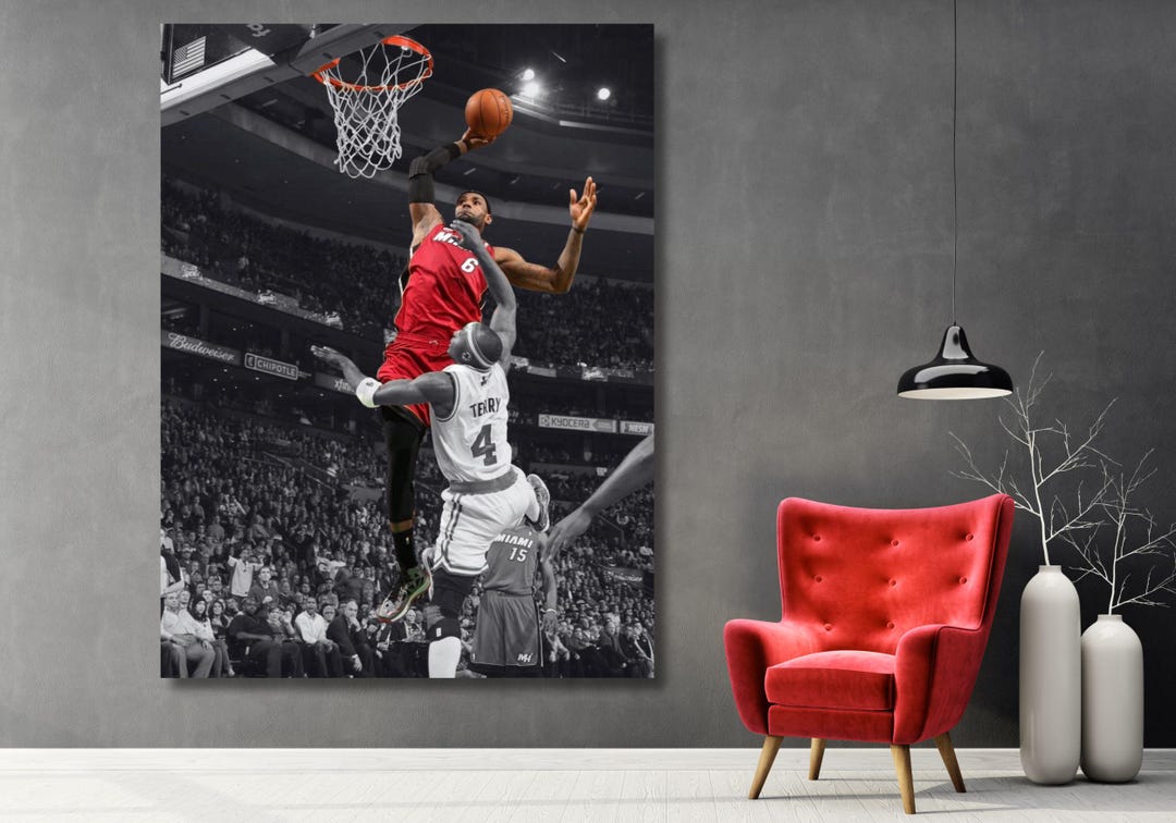 Lebron James Dunk Over Terry Ready to Hang Canvas Wall Art Lebron James ...