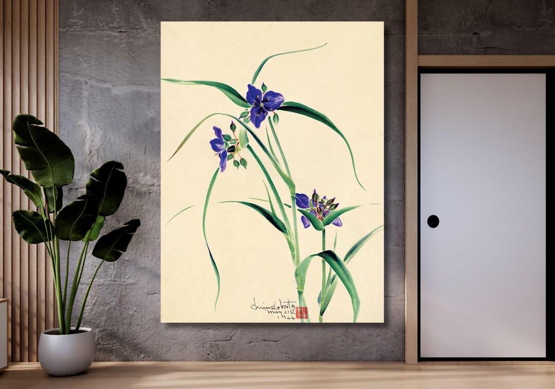 Watercolor of Purple Flowers (1944) by Chiura Obata Quality Fine Art ...