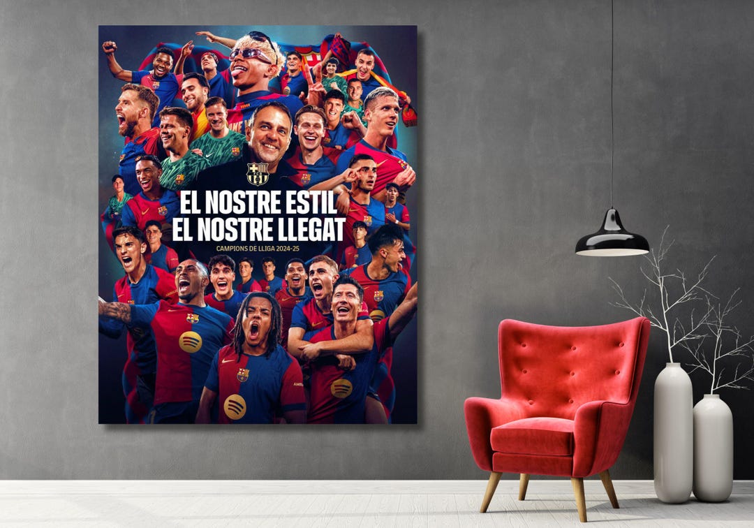 FC Barcelona 2025 La Liga Champion Canvas Wall Art: Football Fan Gift ...