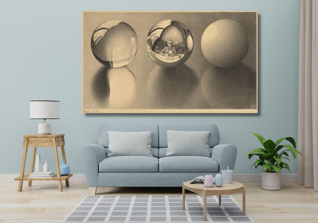 M.C. Escher Three Spheres II (1946) Canvas Wall Art: Modern Print ...