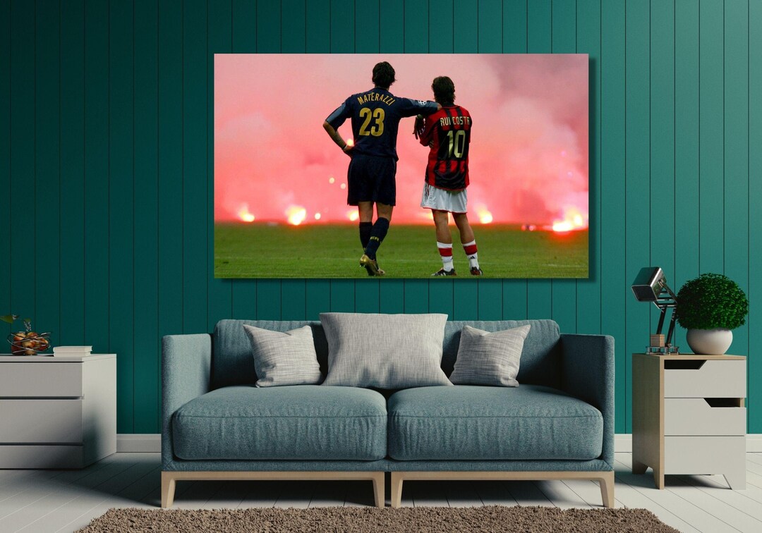 Materazzi & Rui Costa Milan Derby Canvas Art Print: Sports Room Decor ...