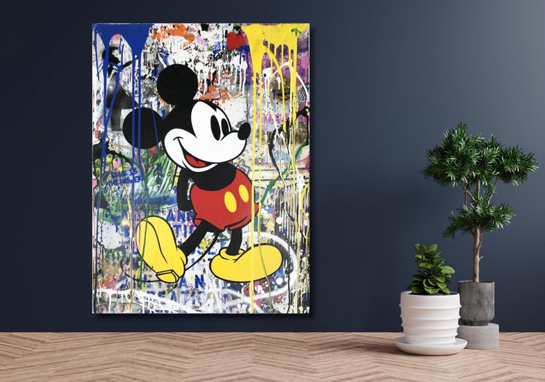 Banksy Mickey Mouse Canvas Art Print - Ready to Hang - Etsy